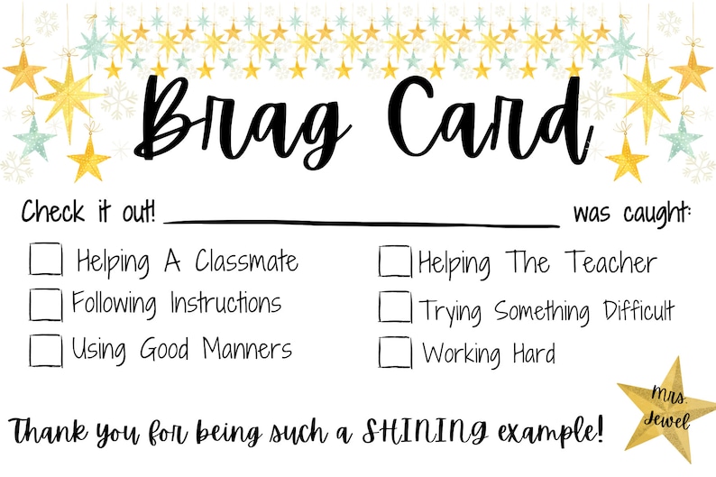 Brag Card Teacher Note Cards Teacher Positive Affirmation - Etsy UK