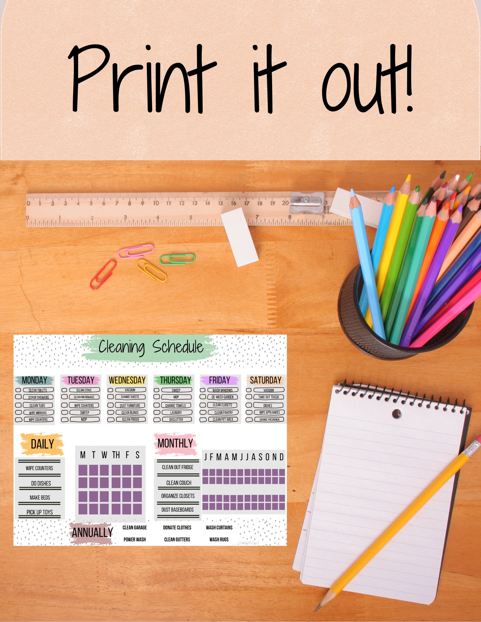 New Years Cleaning Schedule, Chore Chart Templates, Cleaning Chart ...