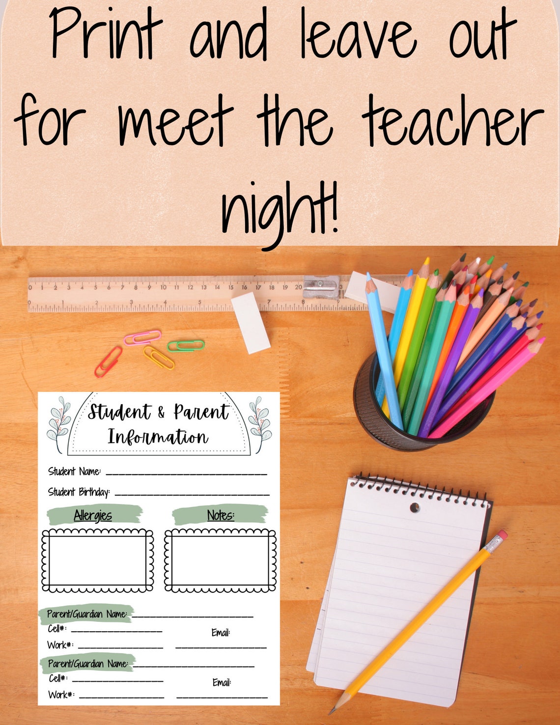 Student Parent Contact Information Form, Information Template, Sign in ...