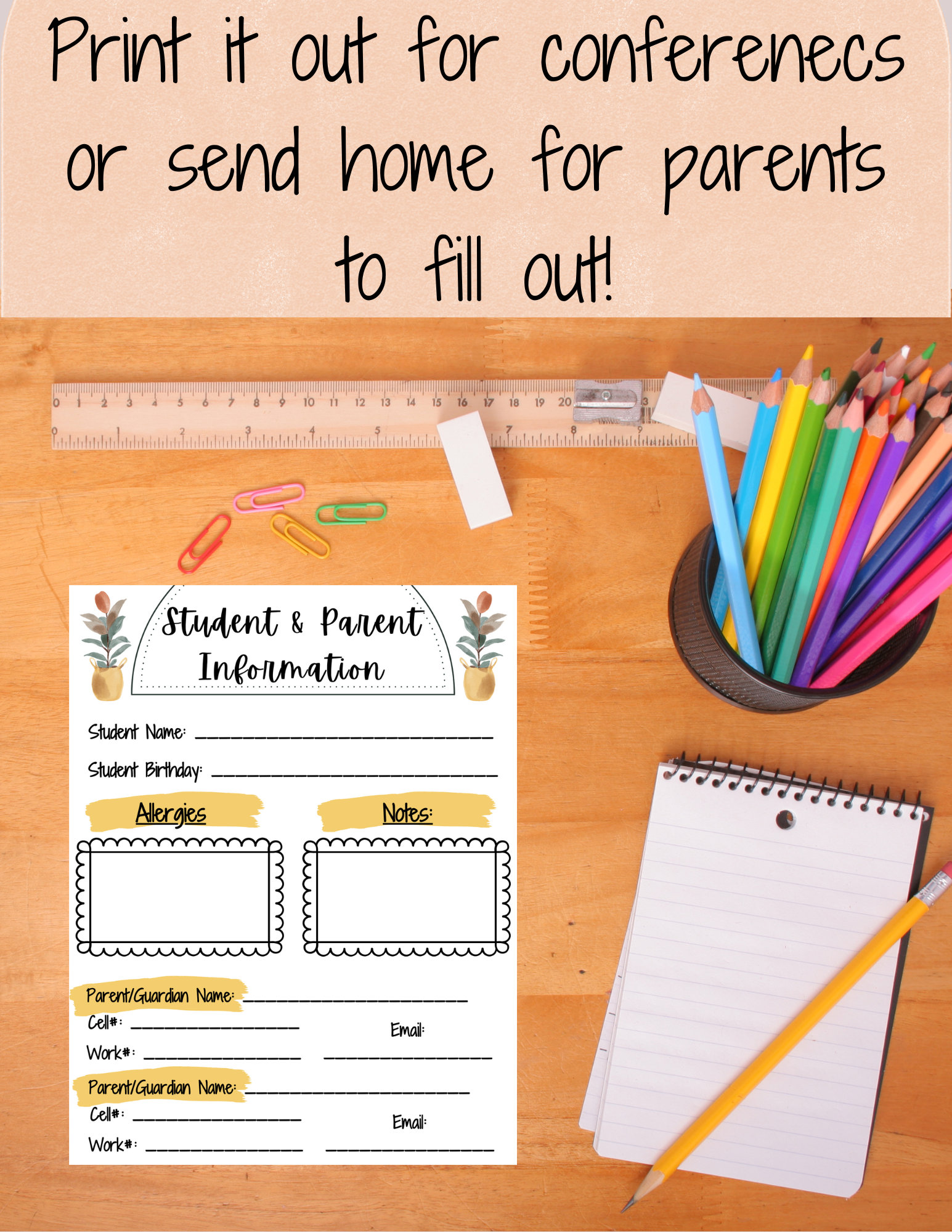 Student Parent Contact Information Form, Information Template, Sign in ...