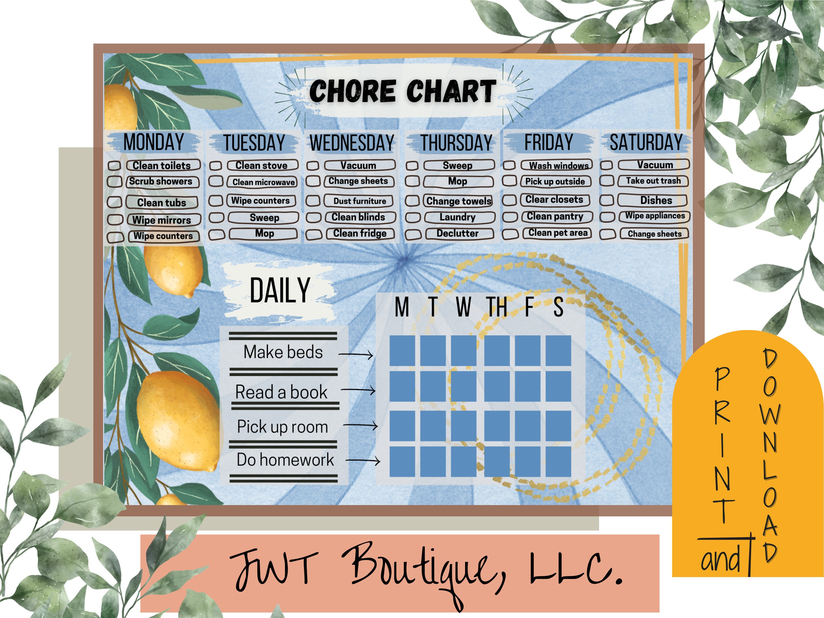 New Years Cleaning Schedule, Chore Chart Templates, Cleaning Chart ...