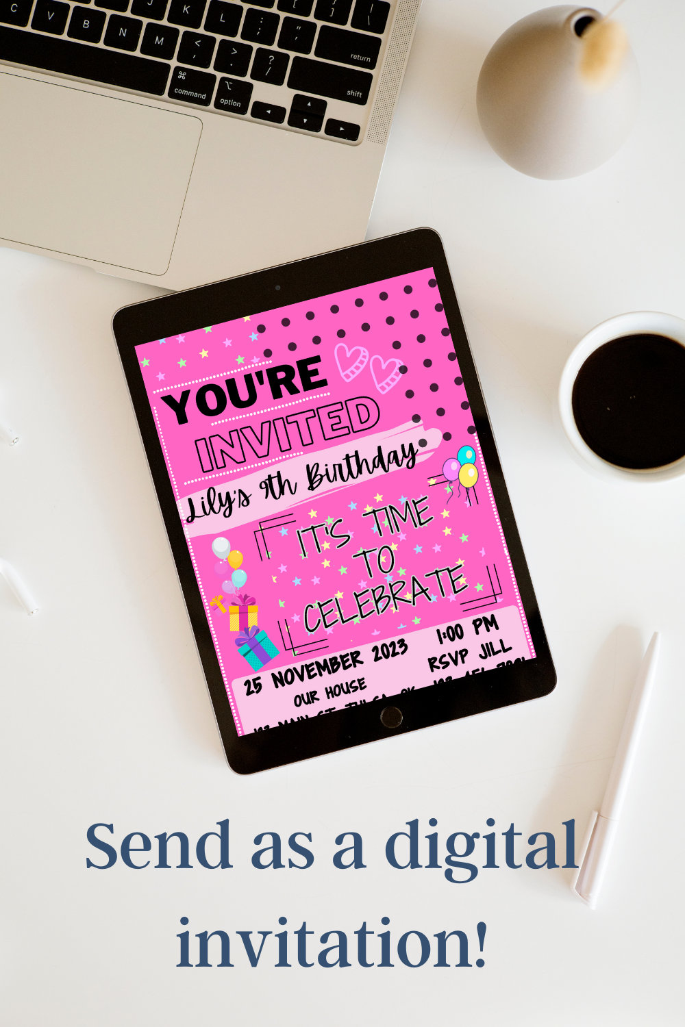 Birthday Party Invites, Virtual Birthday Party Invitations, Printable ...