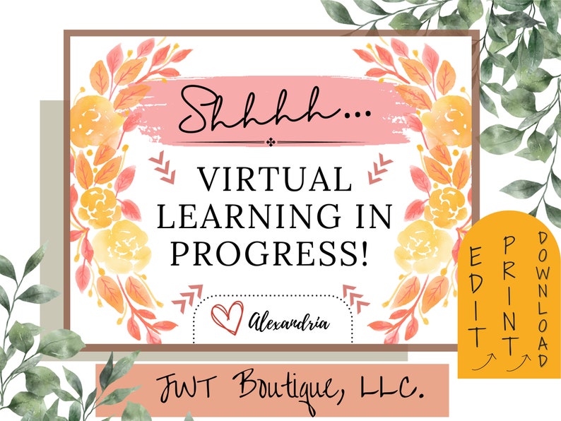 Office Signs, Classroom Sign Printable, Virtual Learning Signs, Fall ...