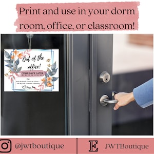 Office Sign for Wall, Out of Office Sign Template, Printable Office ...