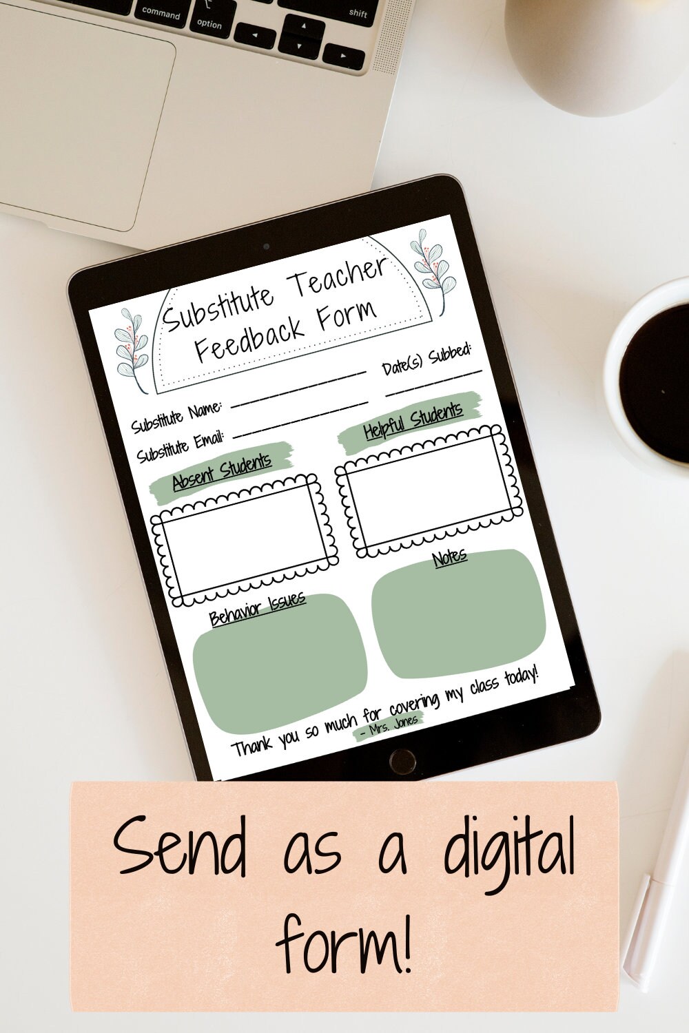 Substitute Teacher Forms Feedback, Back to School Printables ...