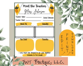 Editable Meet the Teacher Form Canva Template - Etsy