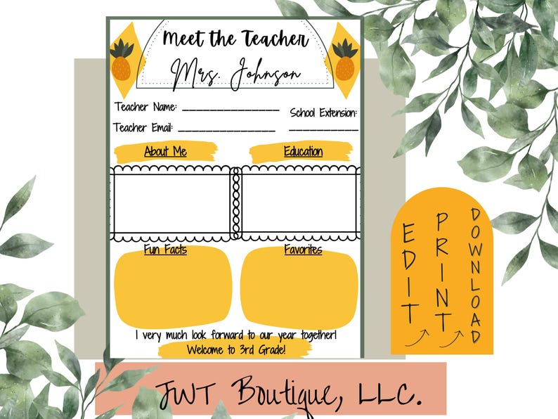 Meet the Teacher Template Editable, Back to School Template, Teacher ...