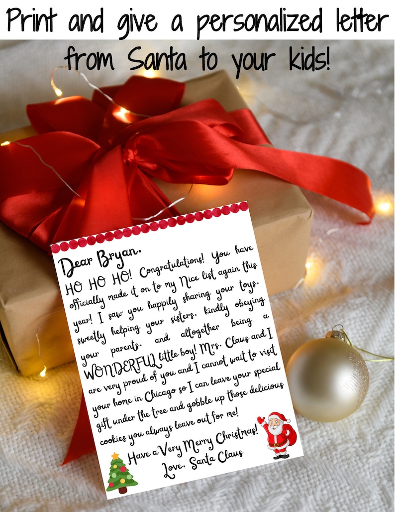 Personalized Santa Letter, Printable Christmas Gift (digital Download ...