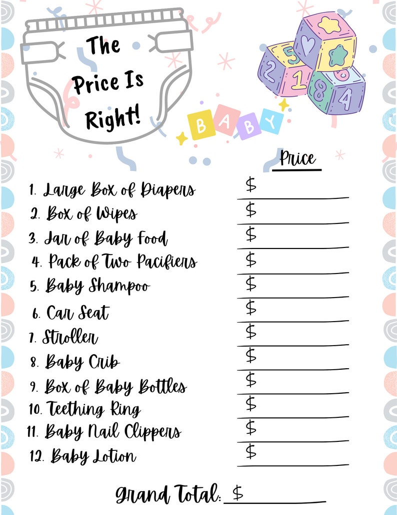 Baby Shower Game, Guessing Game Baby Shower, Baby Shower Game Boy, Baby ...