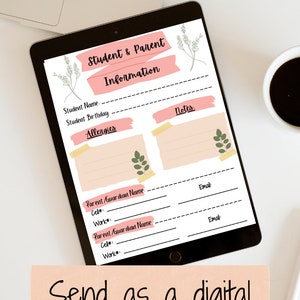 Student Parent Contact Information Form, Information Template, Sign in ...