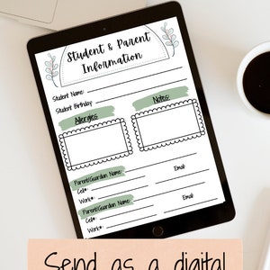 Student Parent Contact Information Form, Information Template, Sign in ...