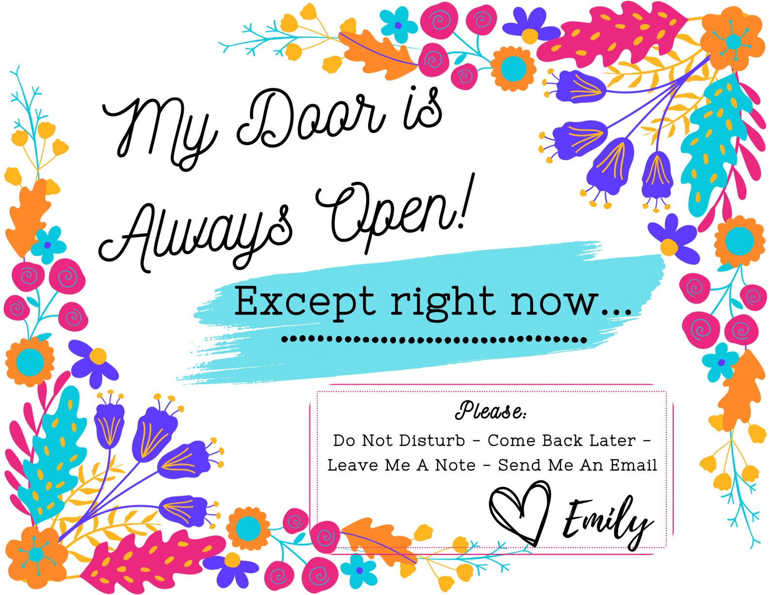 Office Sign for Wall, Printable Office Sign, Floral Decorative Sign ...
