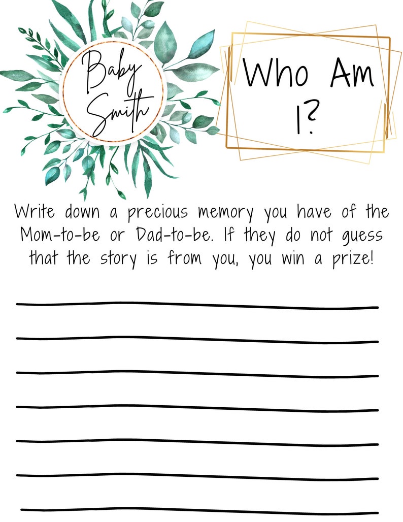 Baby Shower Game, Parents to Be Baby Shower Game, Guessing Game Baby ...