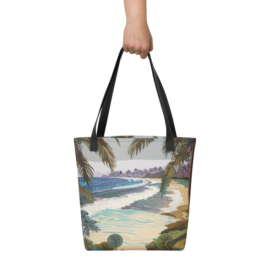 Ocean BEACH TOTE BAG Seaside Bay Bag Palms Poolside Purse Free Shipping ...