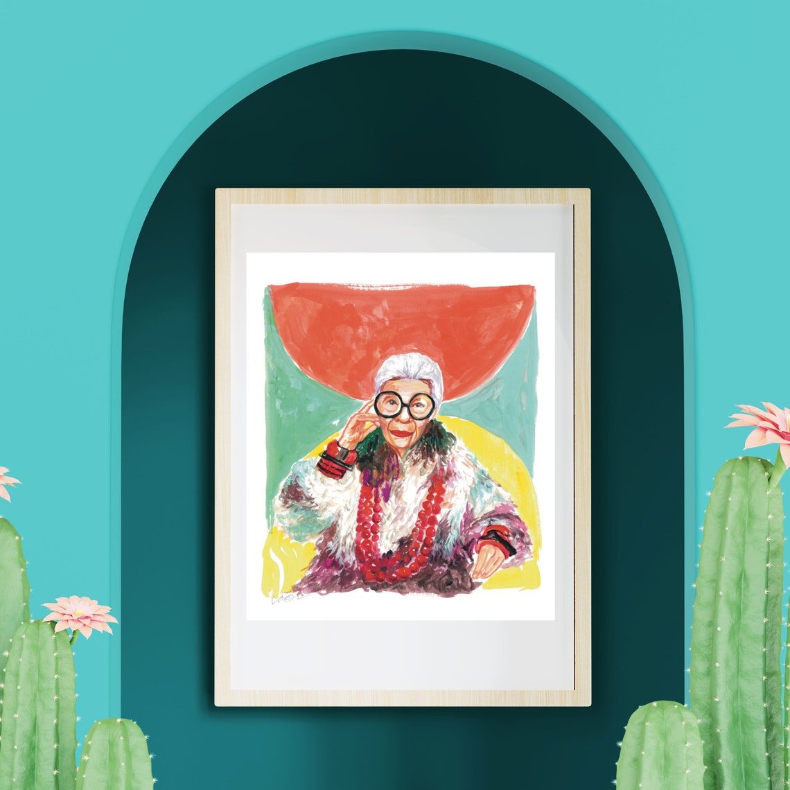 Iris Apfel Print Loose Whimsical Portrait Fashion Icon Wall Art ...