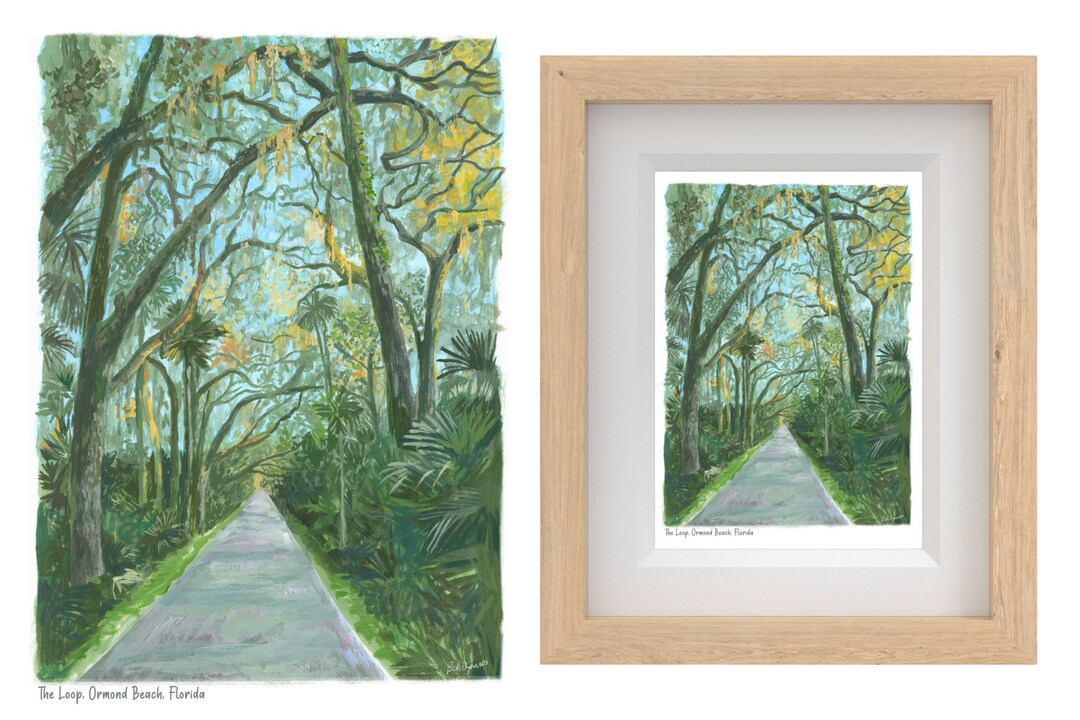 Ormond Beach Loop Art Print: Florida Landscape, Live Oak Canopy - Etsy