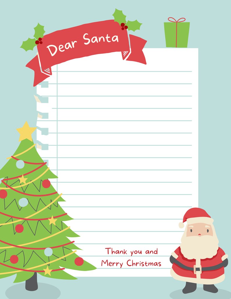 Kids Letter to Santa Beautiful Template - Etsy