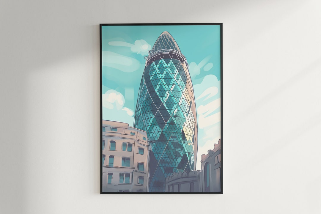 The Gherkin London Print, London Building Digital Download Poster ...