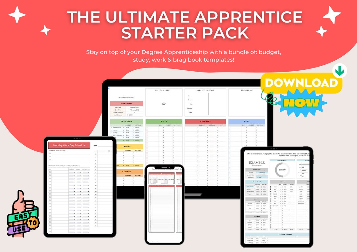 The Degree Apprentice Survival Kit: Editable Budget, Study, Work ...