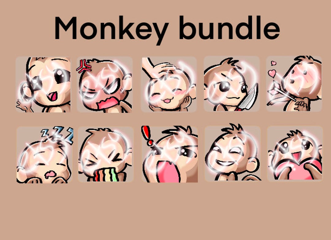 Cute Monkey Emote Bundle for Streaming or Discord - Etsy