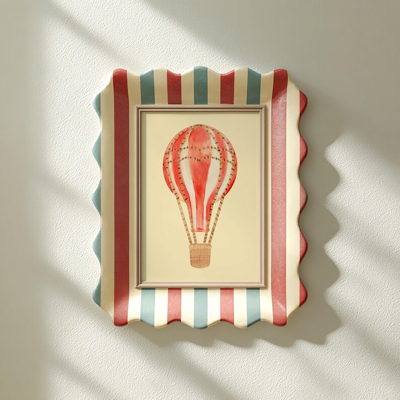 Striped Decorative Frame, Scalloped Frame Mockup, Wall Art Display ...