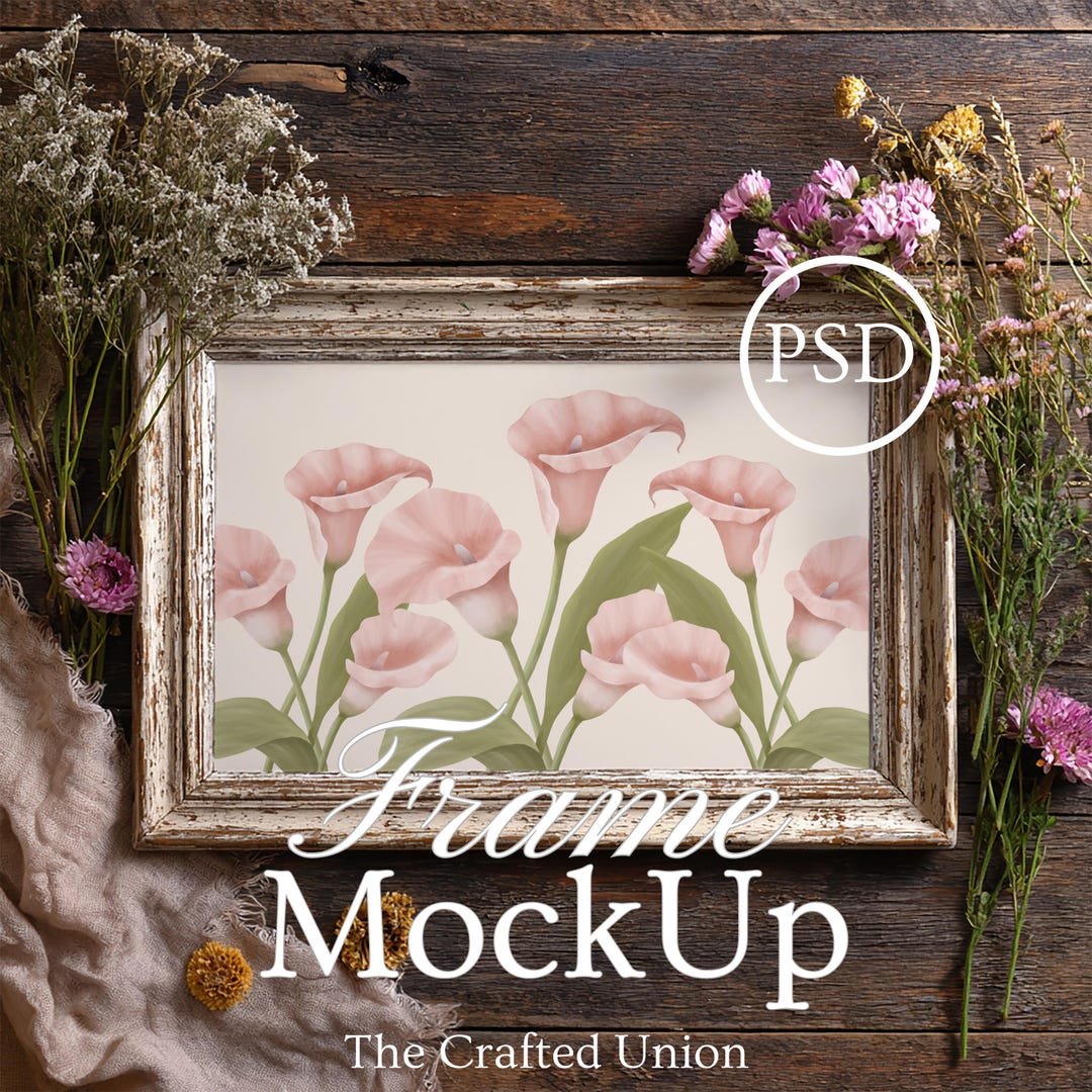 Rustic Farmhouse Wooden Frame Mockup, Landscape Frame Mockup, Smart ...