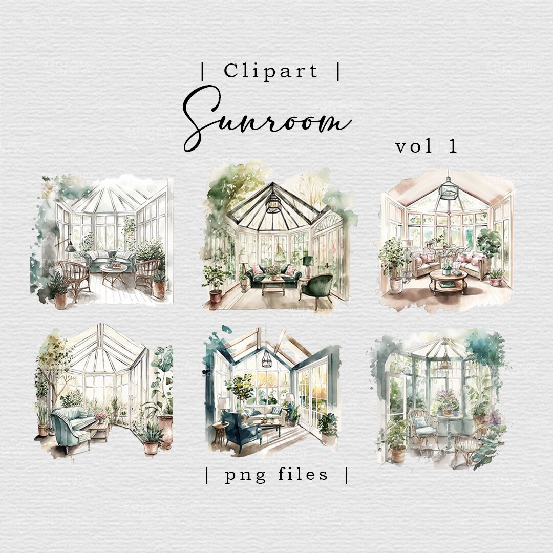 Sunroom Clipart Set Vol 1 | Digital Watercolor Clip Art | Scrapbooking ...