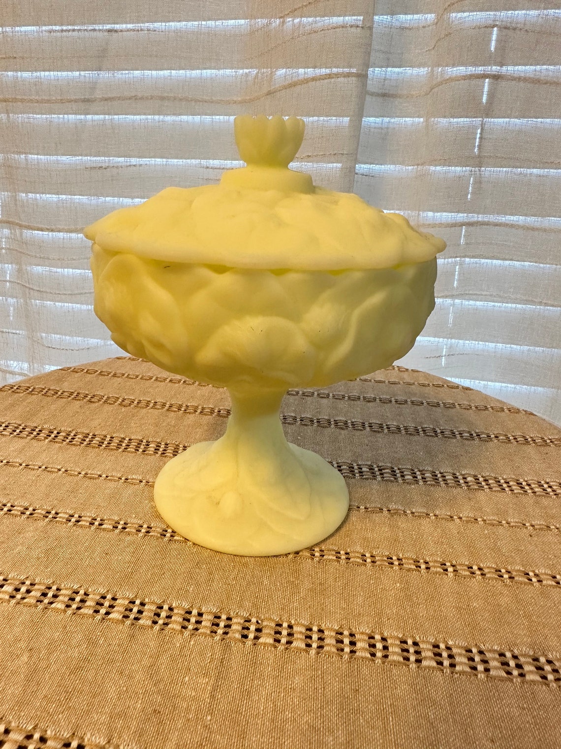 Candy Dish With Lid FENTON URANIUM Glass - Etsy