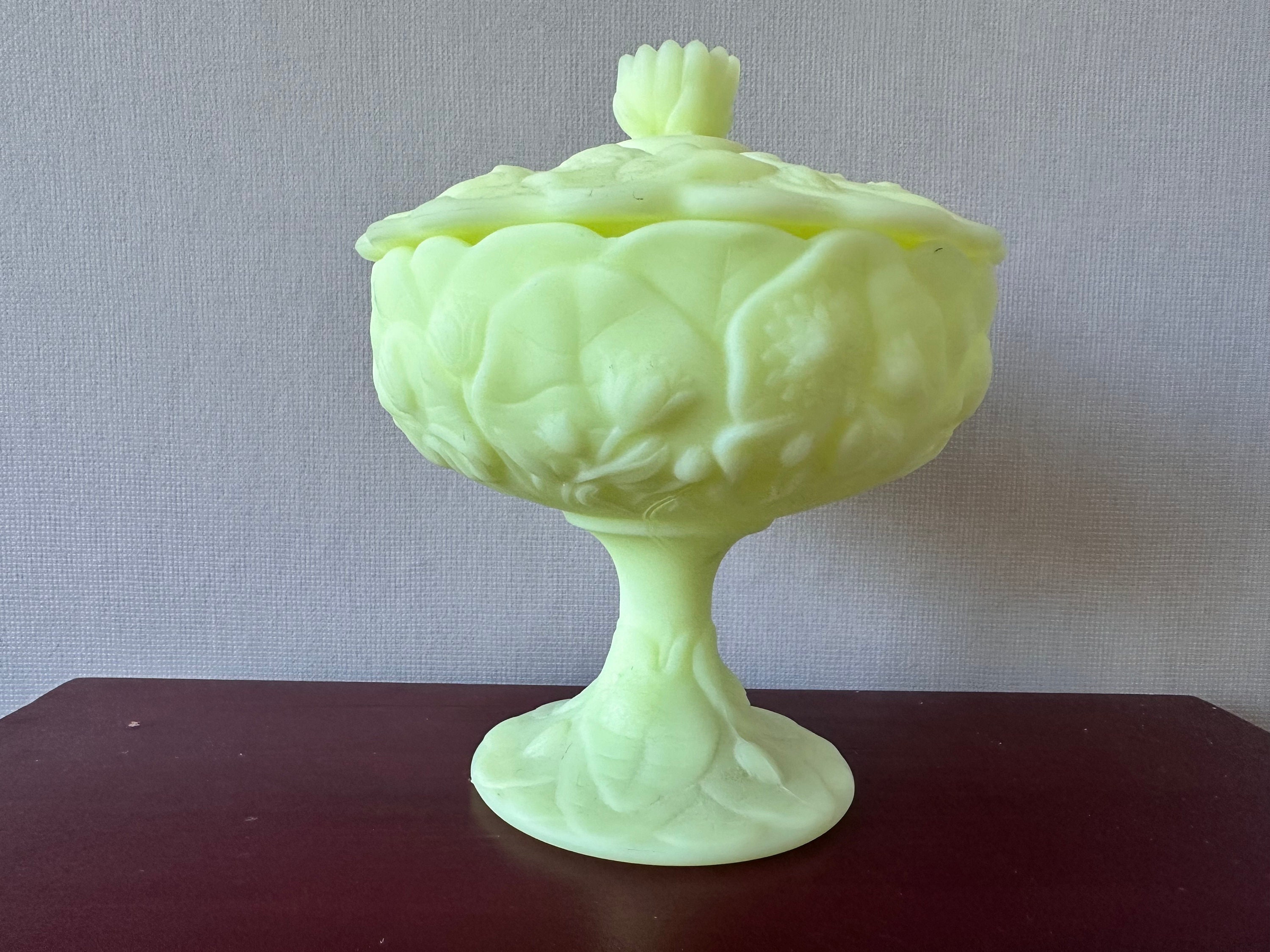 Candy Dish With Lid FENTON URANIUM Glass F02 - Etsy