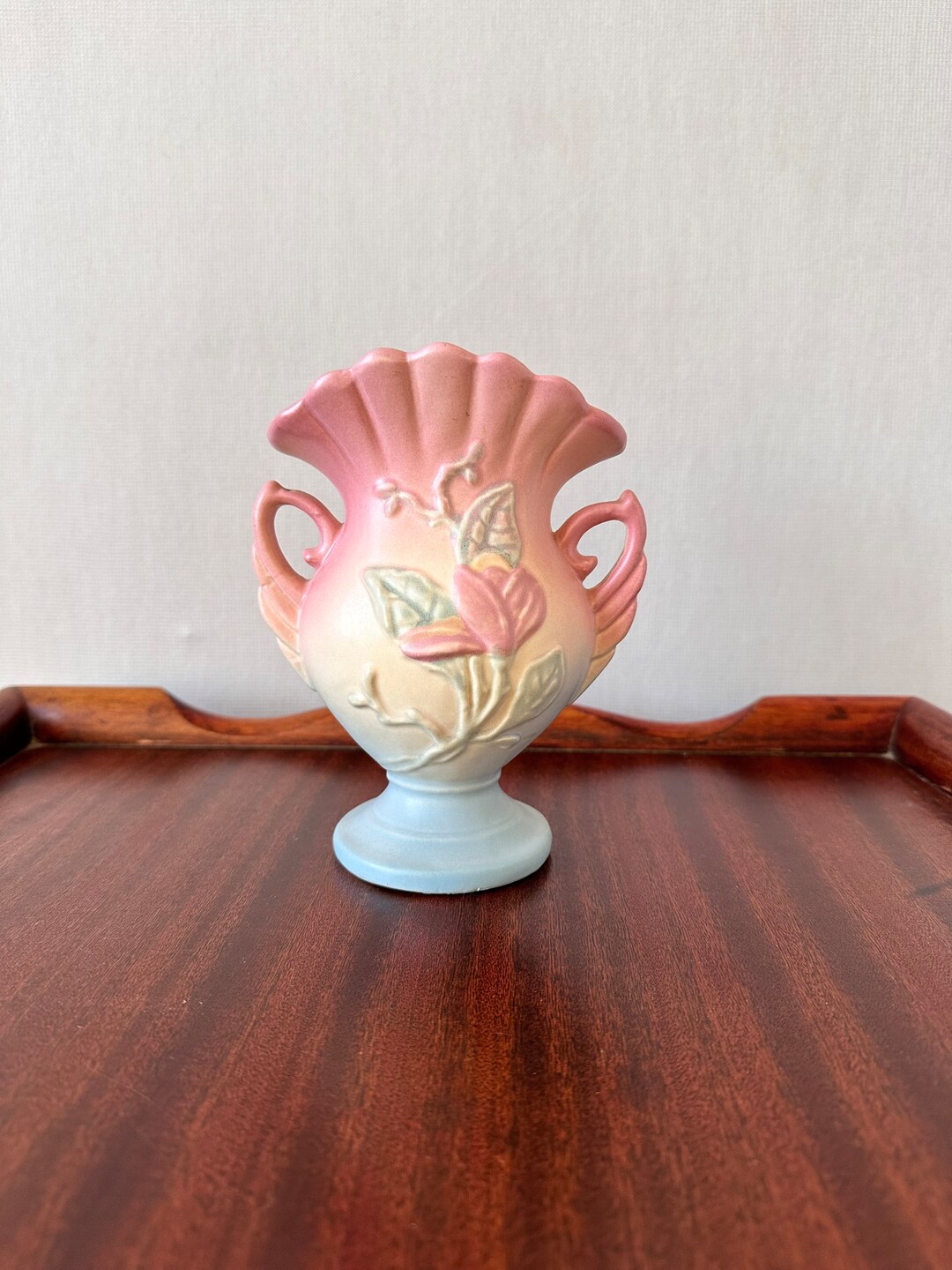 HULL Pottery Matte Finish Yellow, Pink & Blue magnolia Double-handled ...