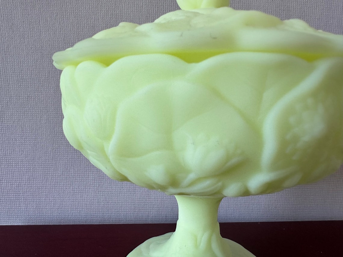 Candy Dish With Lid FENTON URANIUM Glass F02 - Etsy