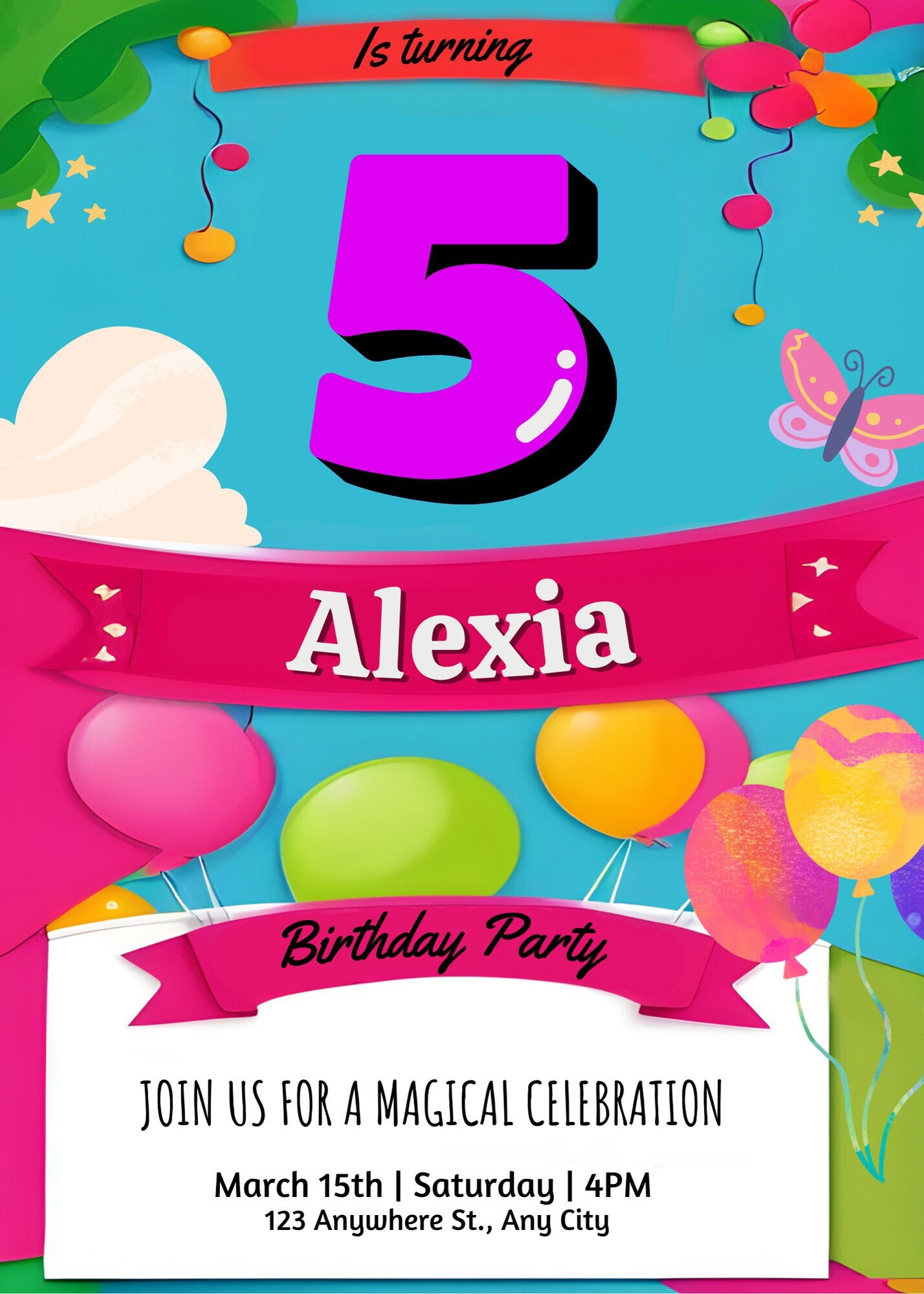 Editable Colorful Birthday Party Invitation Template, Printable ...