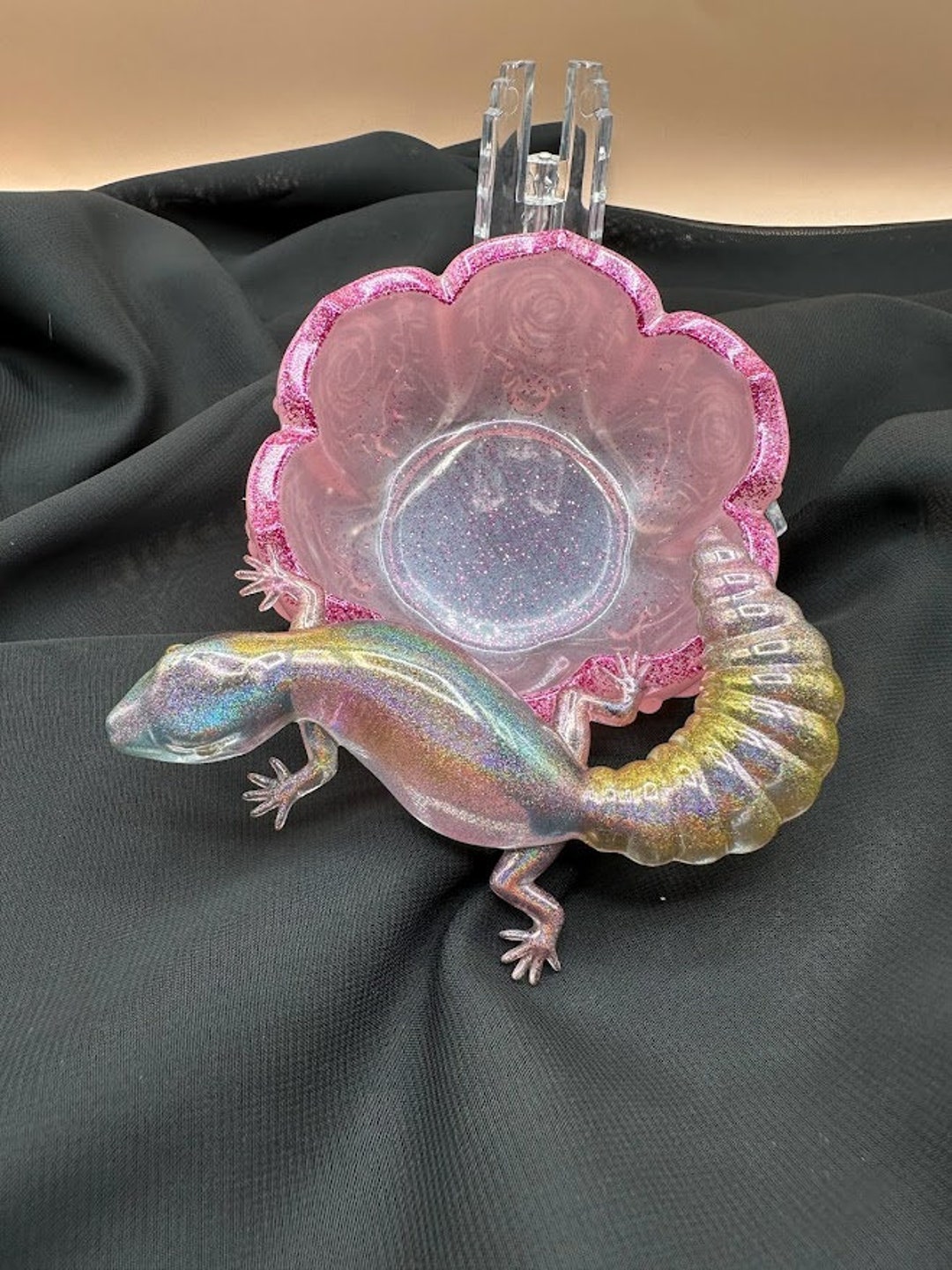 Holographic Lizard and a Pink Trinket Dish, Glitter - Etsy