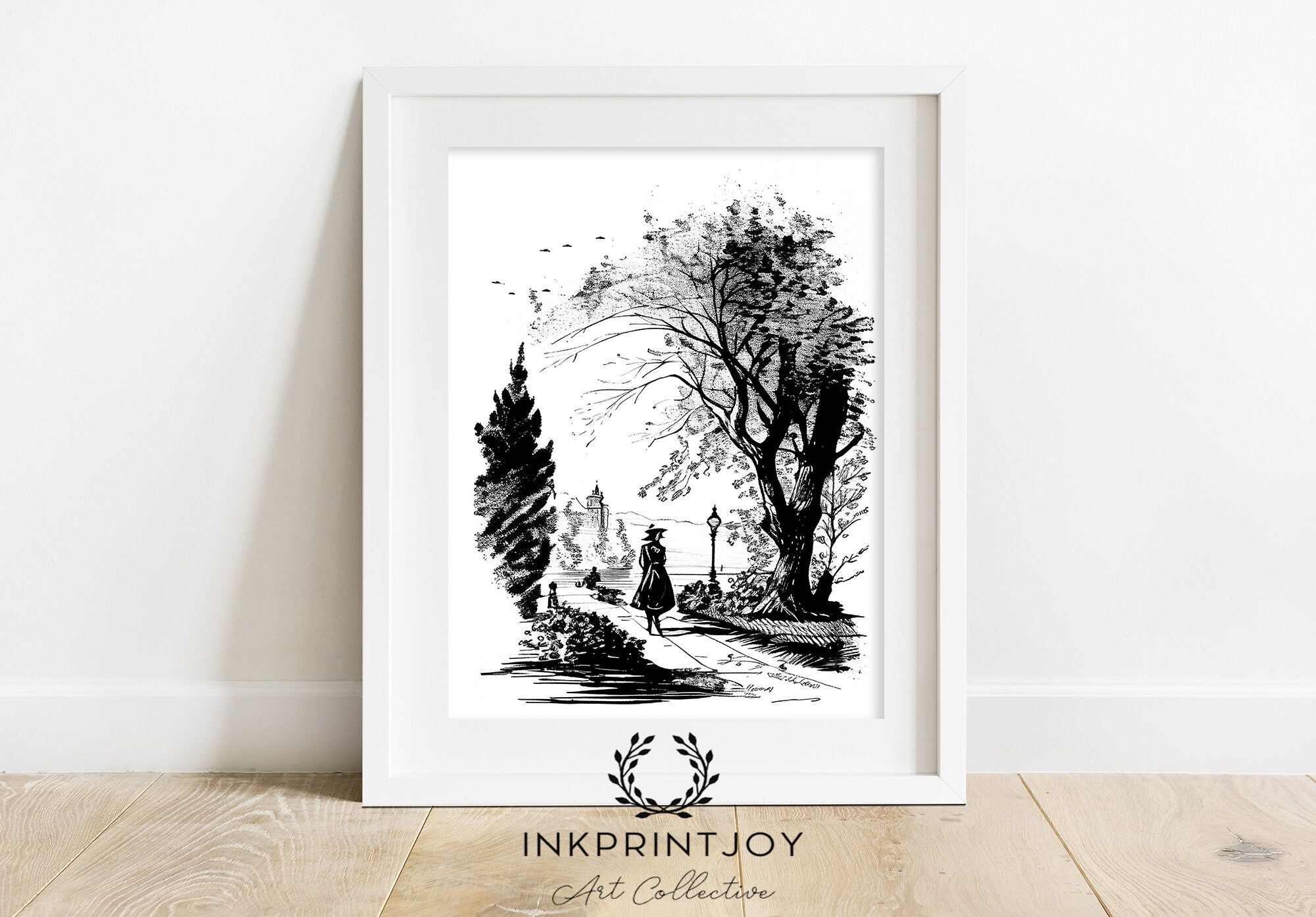 Autumn Printable Wall Art Ink Sketch Landscape Art Print - Etsy