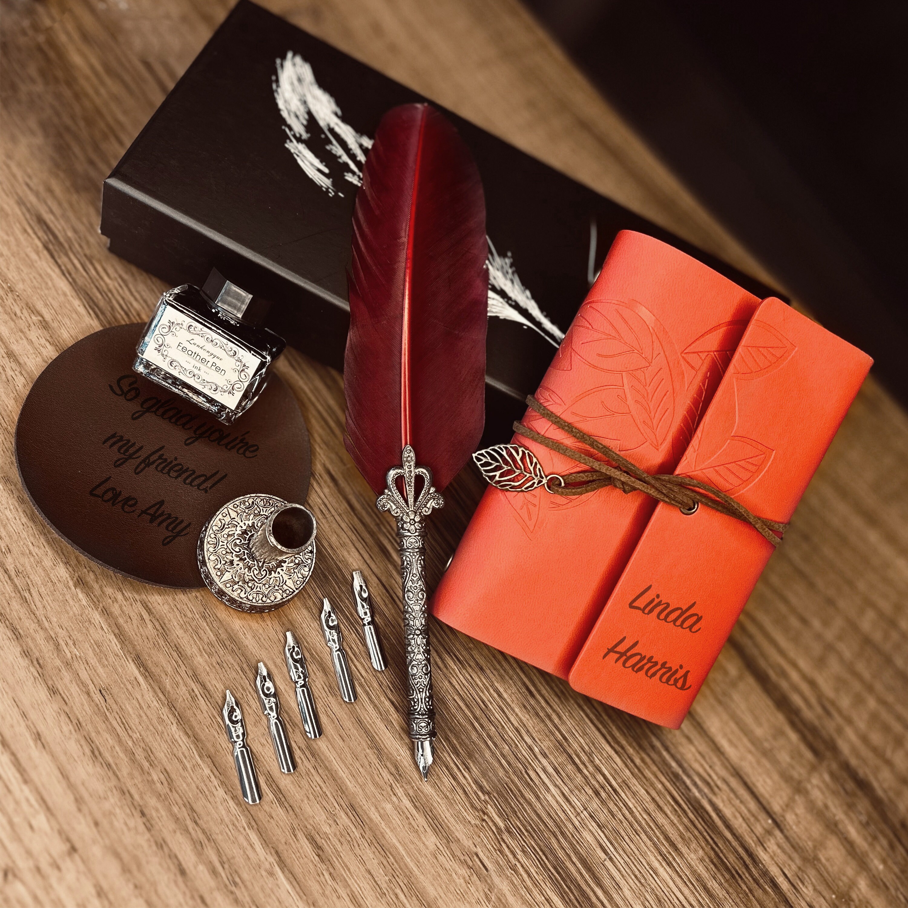 Personalized Calligraphy Set, Fountain Dip Pen and Ink Set, Antique ...