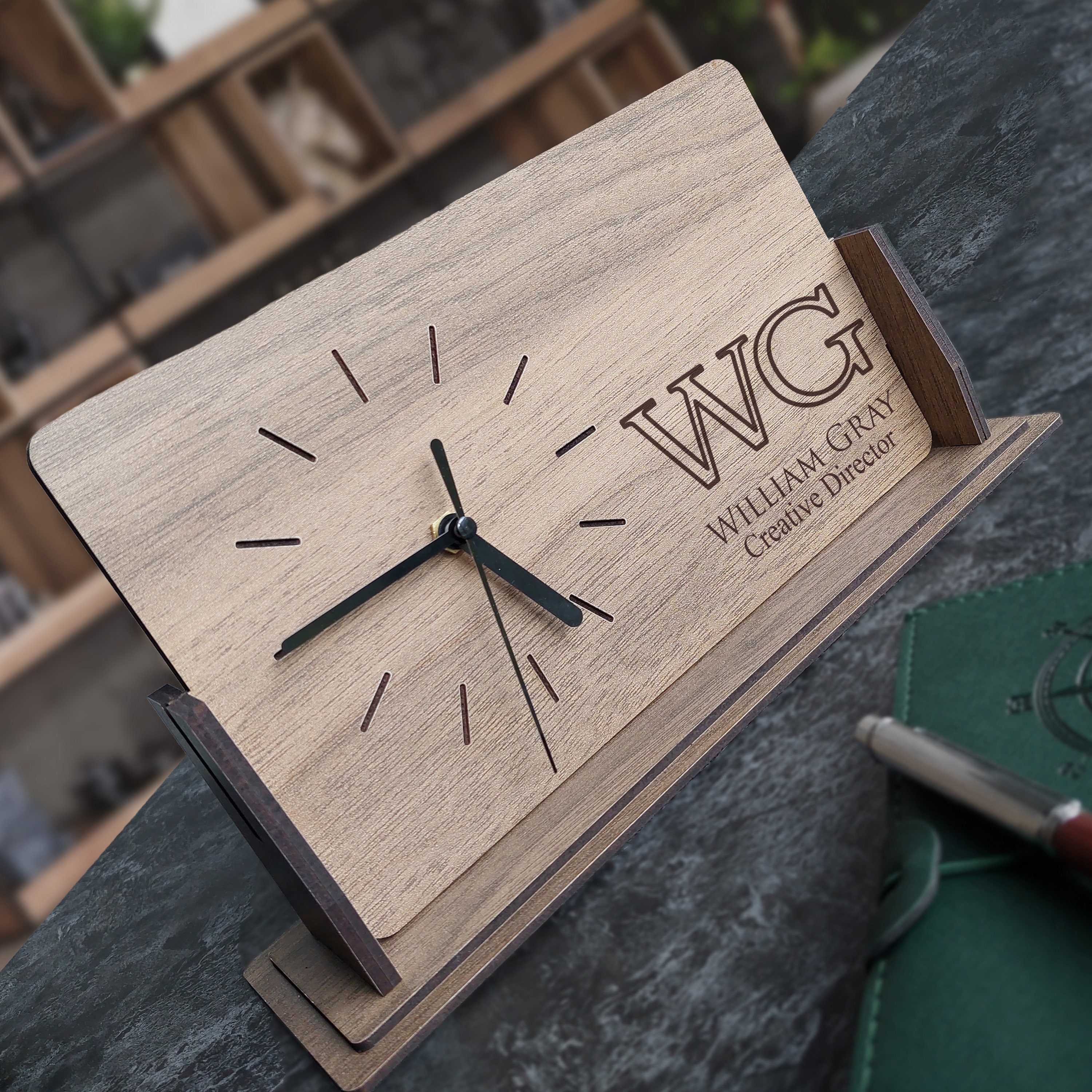 PERSONALIZED DESK Sign Clock Office Gift Engraved Photo Desk - Etsy