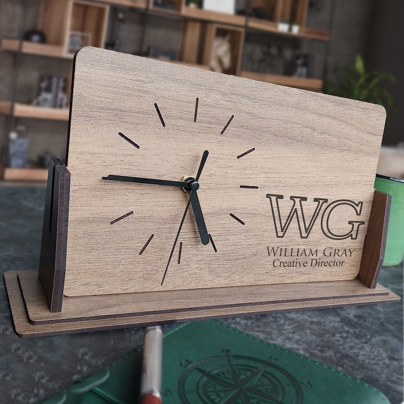 PERSONALIZED DESK Sign Clock Office Gift Engraved Photo Desk - Etsy