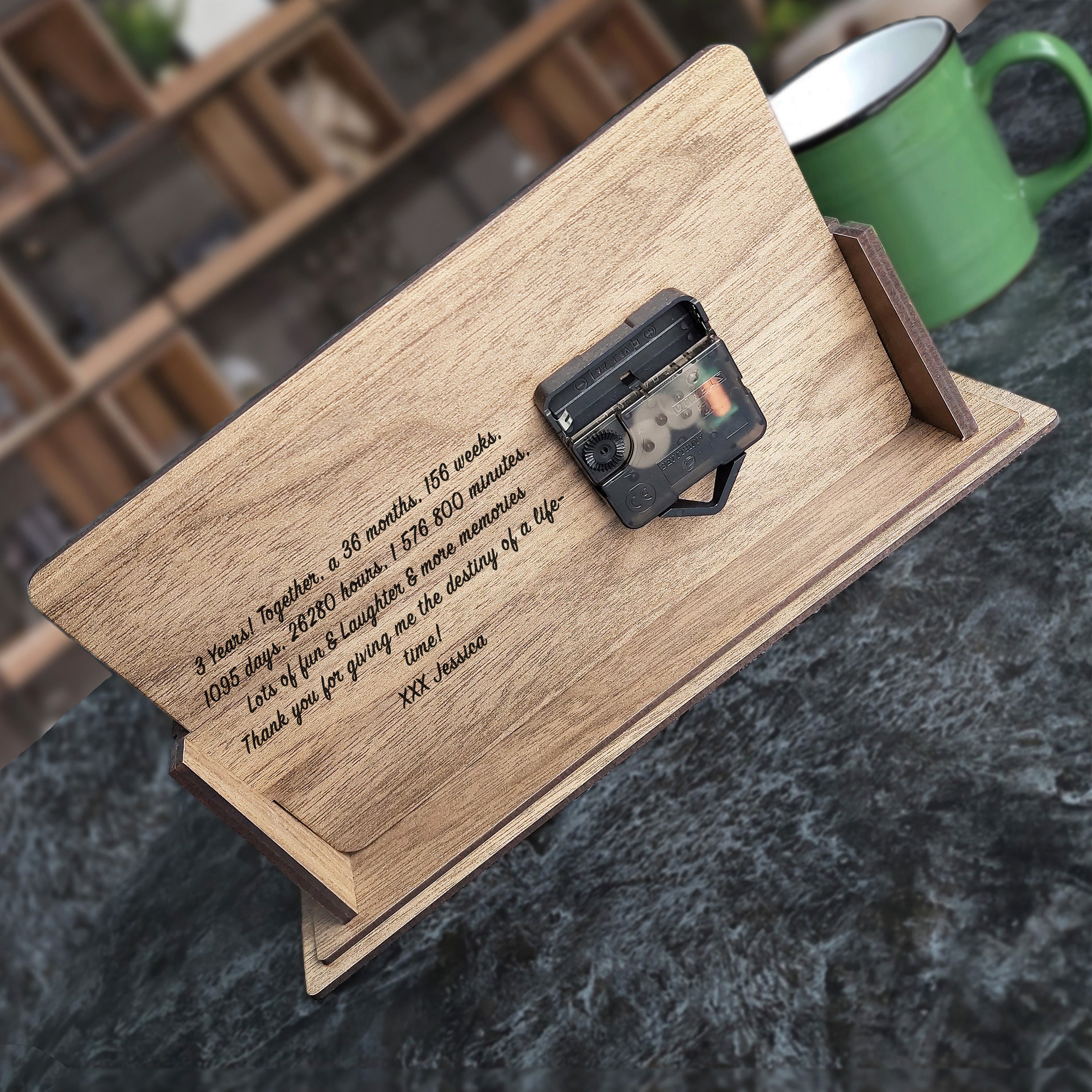 ENGRAVED PHOTO CLOCK - Customized Wooden Desk Clocks - Gift for ...