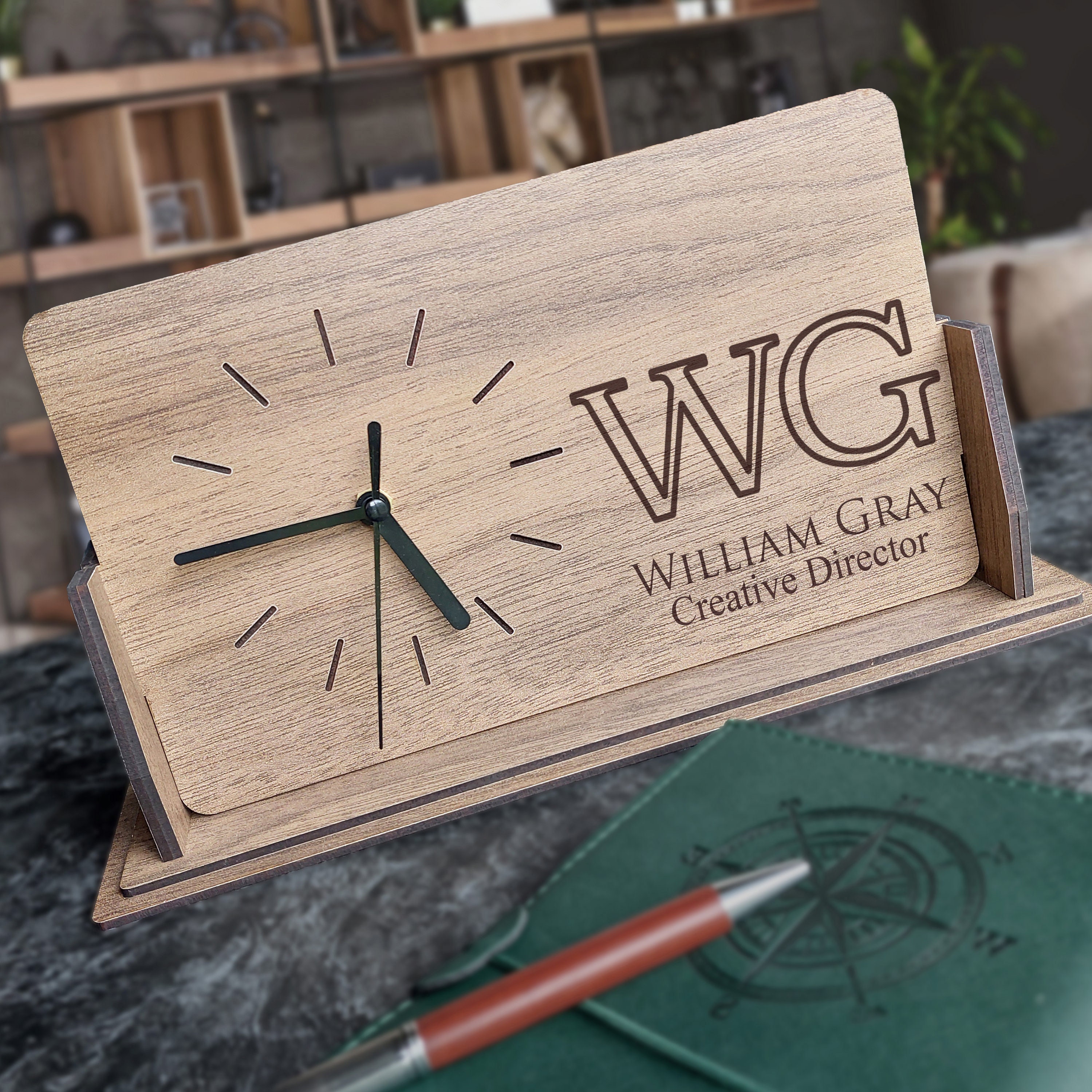PERSONALIZED DESK Sign Clock Office Gift Engraved Photo Desk - Etsy