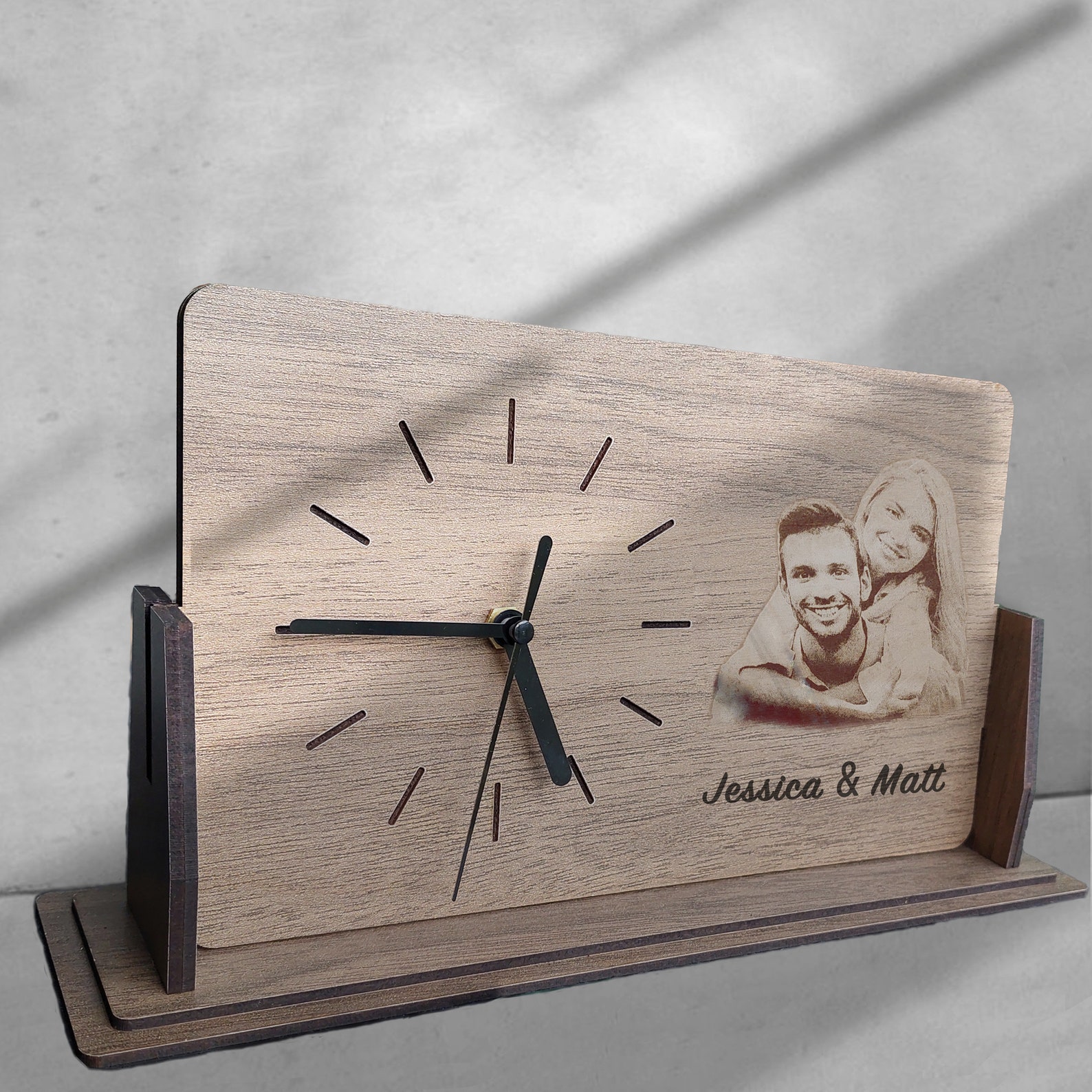 ENGRAVED PHOTO CLOCK - Customized Wooden Desk Clocks - Gift for ...