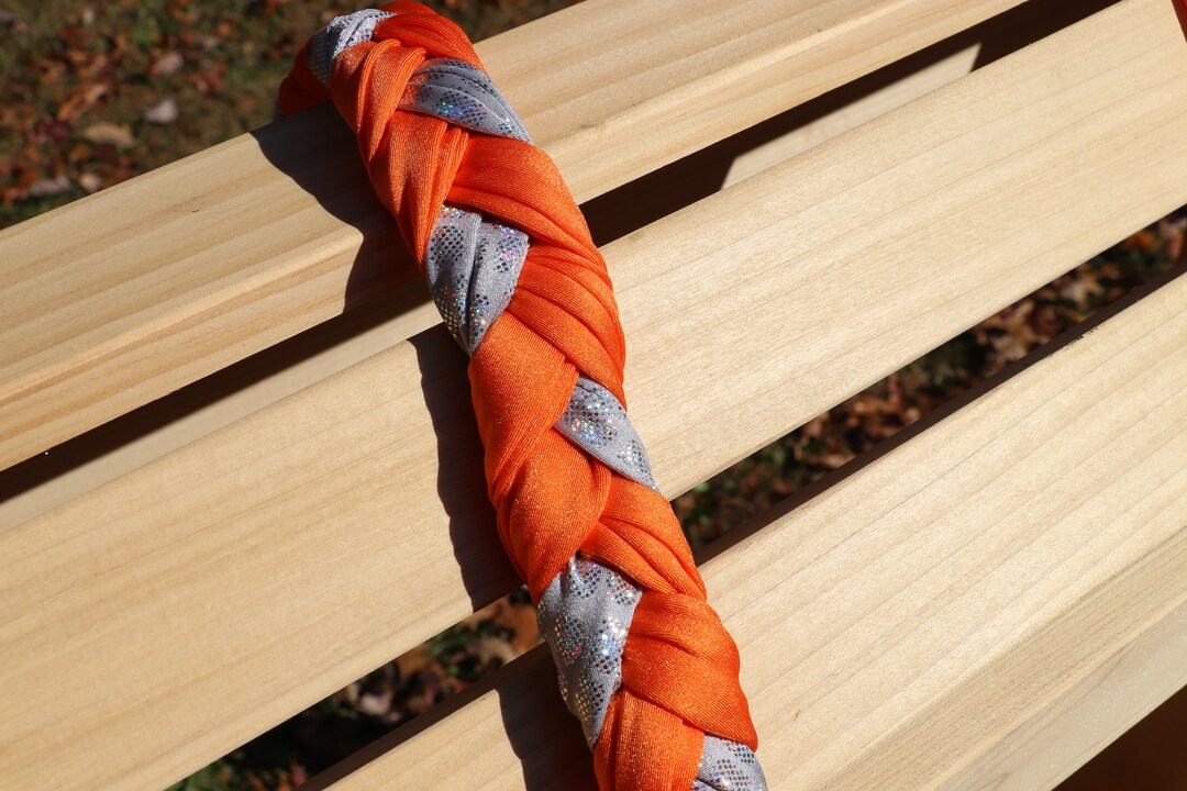 Orange & Metallic Silver Holographic Croc Braided Tail Bag Tri Star ...