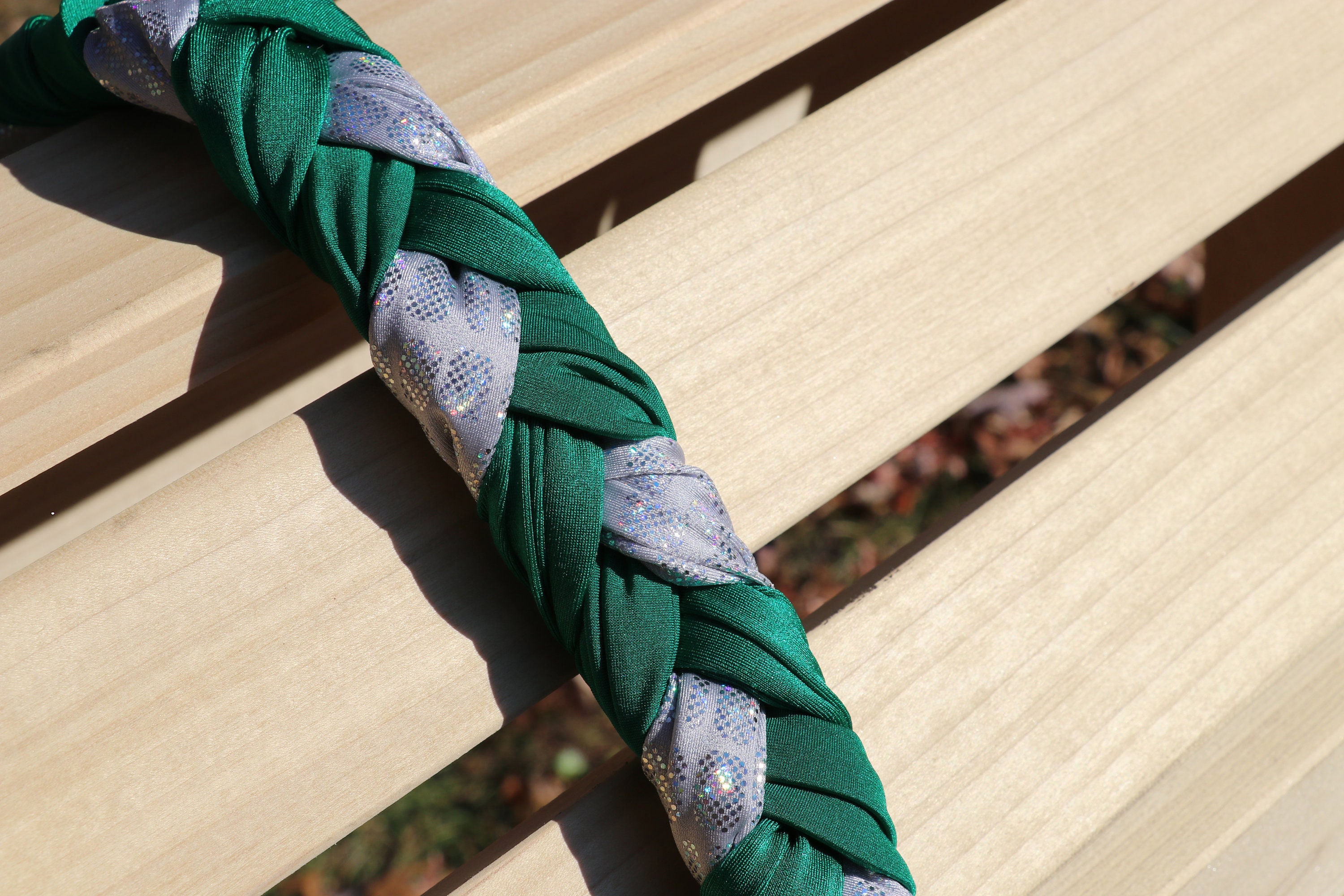 Emerald & Metallic Silver Holographic Croc Braided Tail Bag Tri Star ...