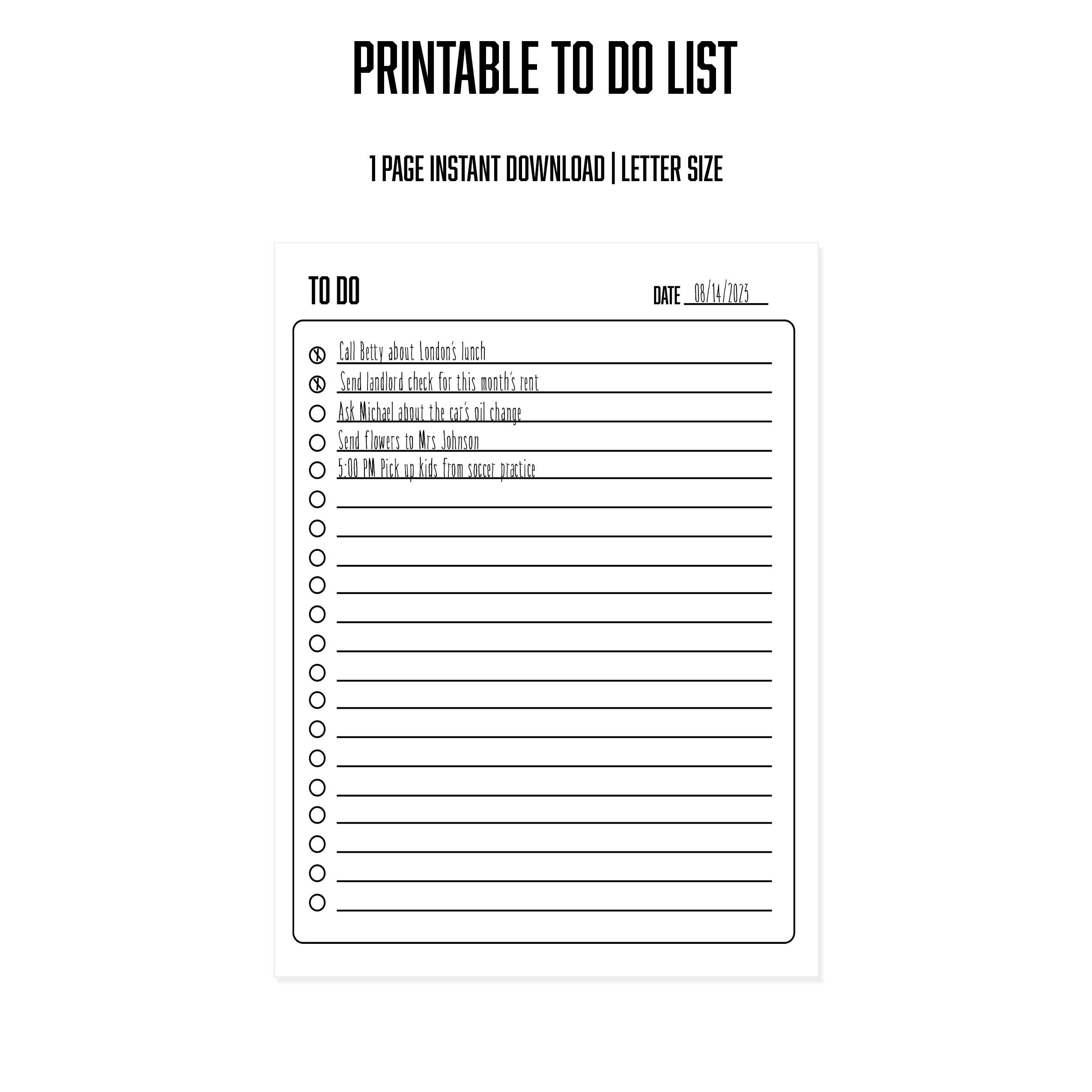 Printable to Do List - Etsy