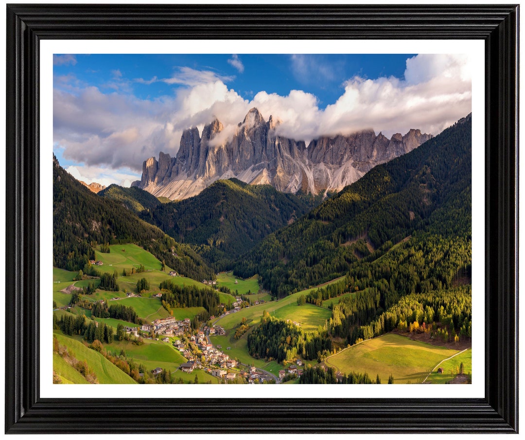 Dolomites and Village, Italy. Ready to Frame 18x24" Print (does Not ...