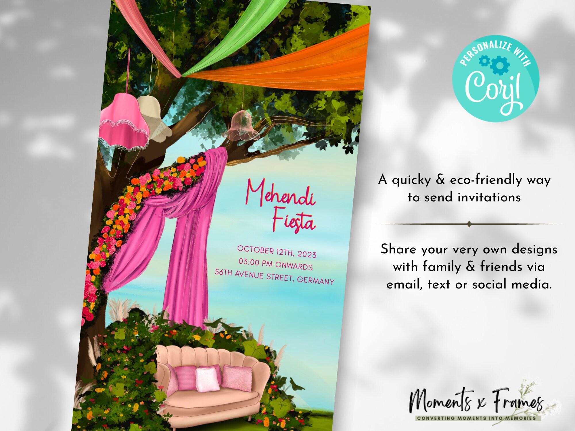 Buy Editable Mehndi Function Invitation Card for Mehndi Carnival Henna ...