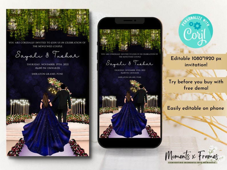 Editable Indian Reception Invite for Hindu Wedding as Digital ...