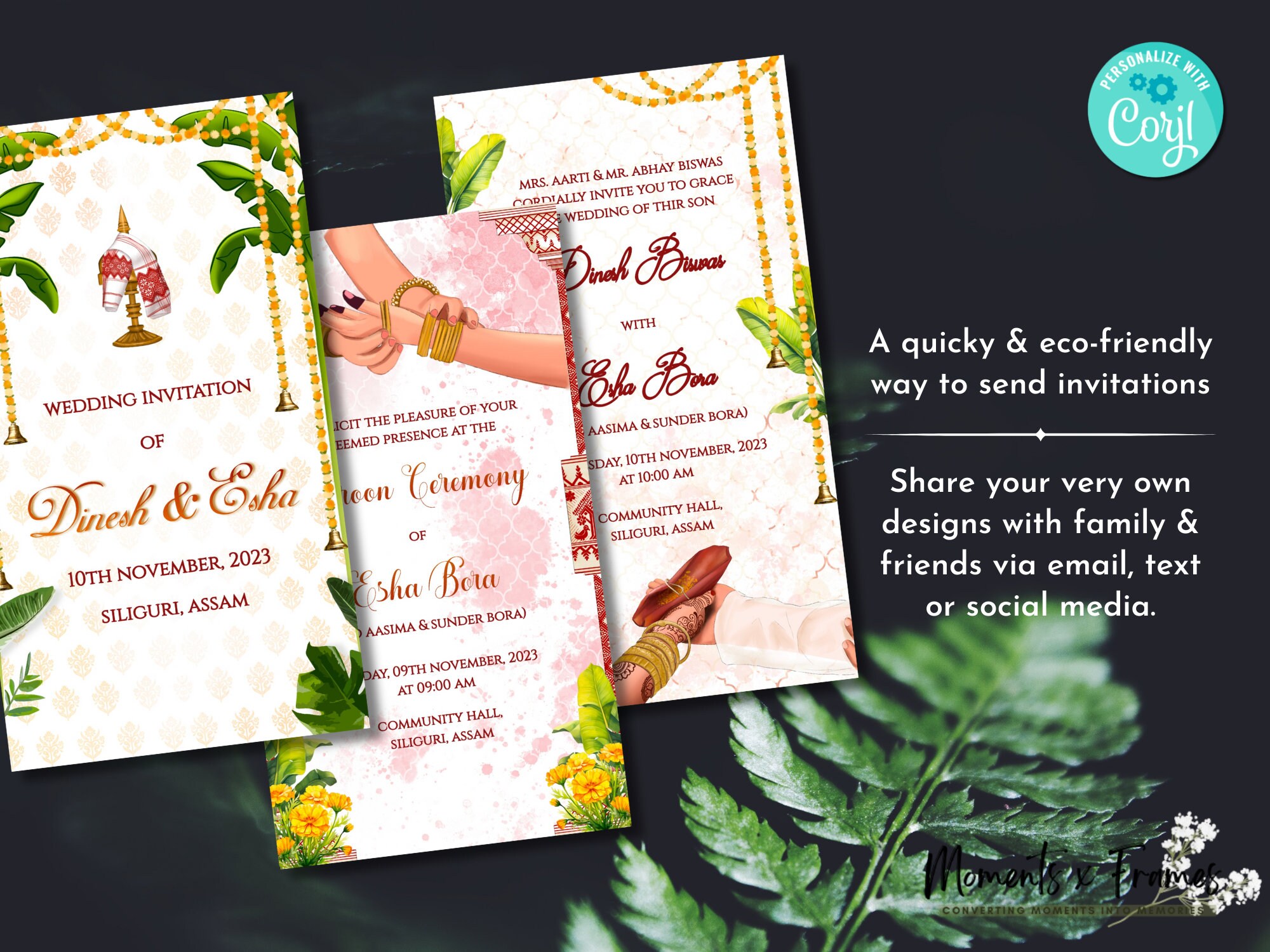 Assamese Juran Wedding Invitation: Marigold & Banana Leaf (digital ...