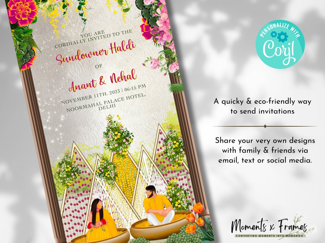Digital Haldi Invitation for Indian Wedding Invites, Sundowner Haldi ...