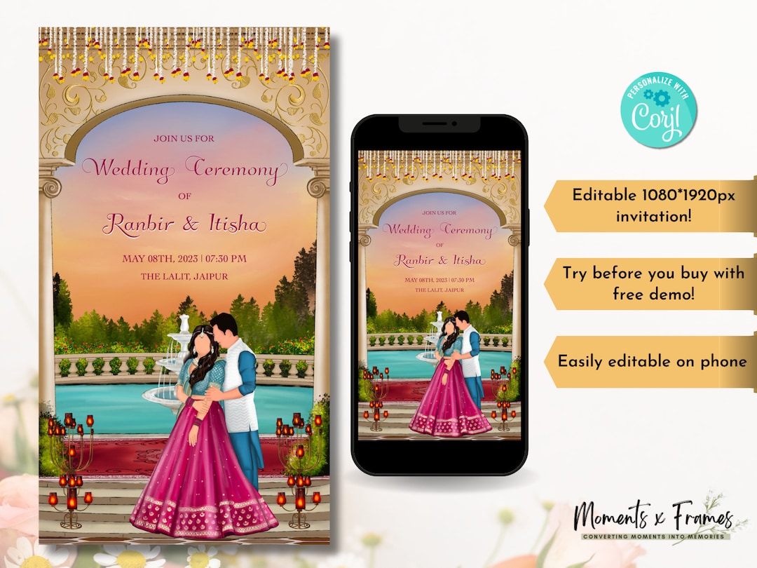 Jashn-e-bahara Indian Wedding Invite Template, Editable Digital ...