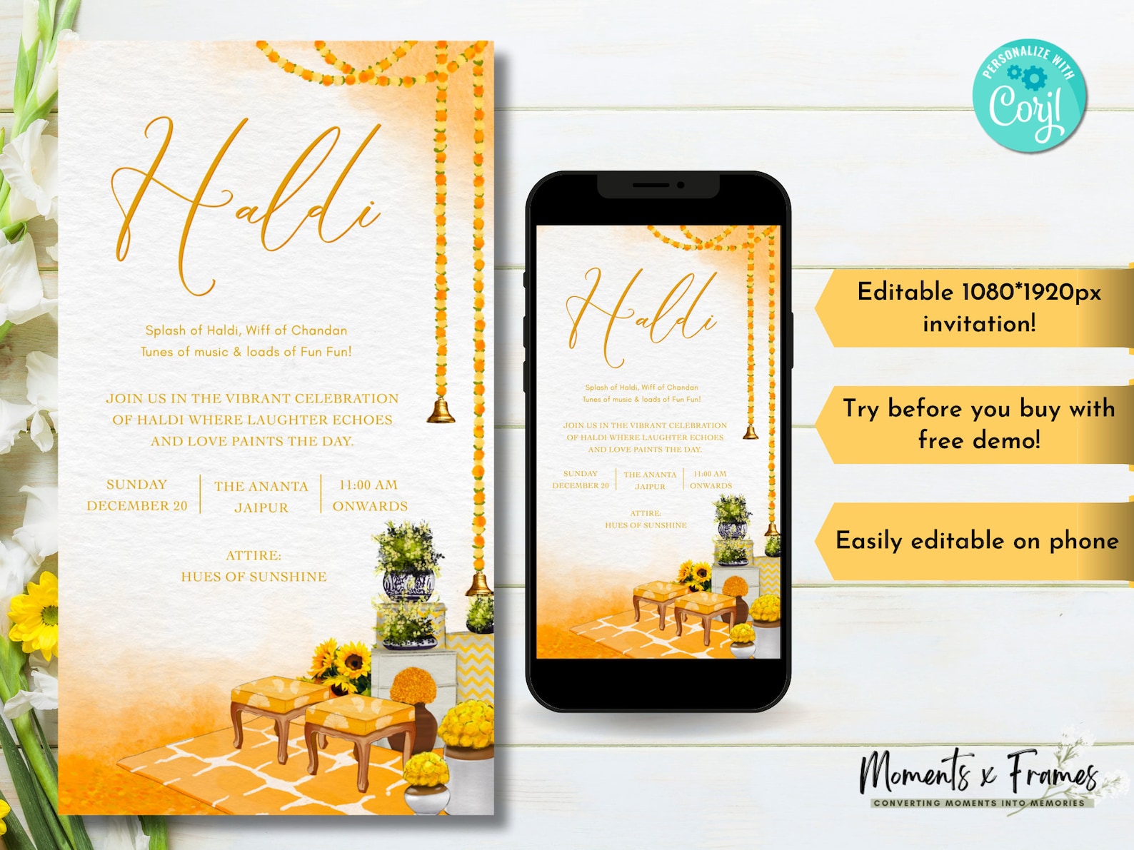 Buy Digital Haldi Ceremony Invitation Template for Wedding Invitations ...